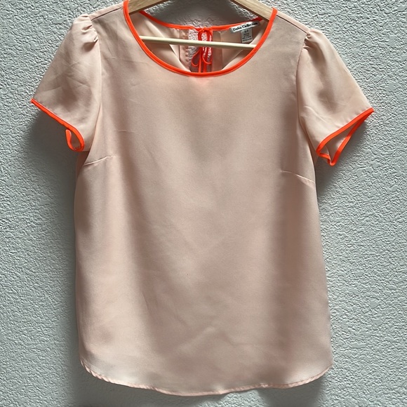 Dalia Collection | Tops | Dalia Collection Peach Crepe Puff Sleeve ...